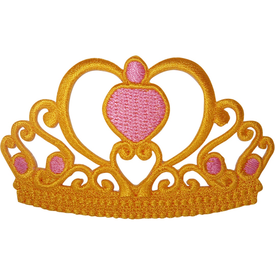 Princess Queen Gold Crown Tiara Patch Iron on Sew on Embroidered Badge ...
