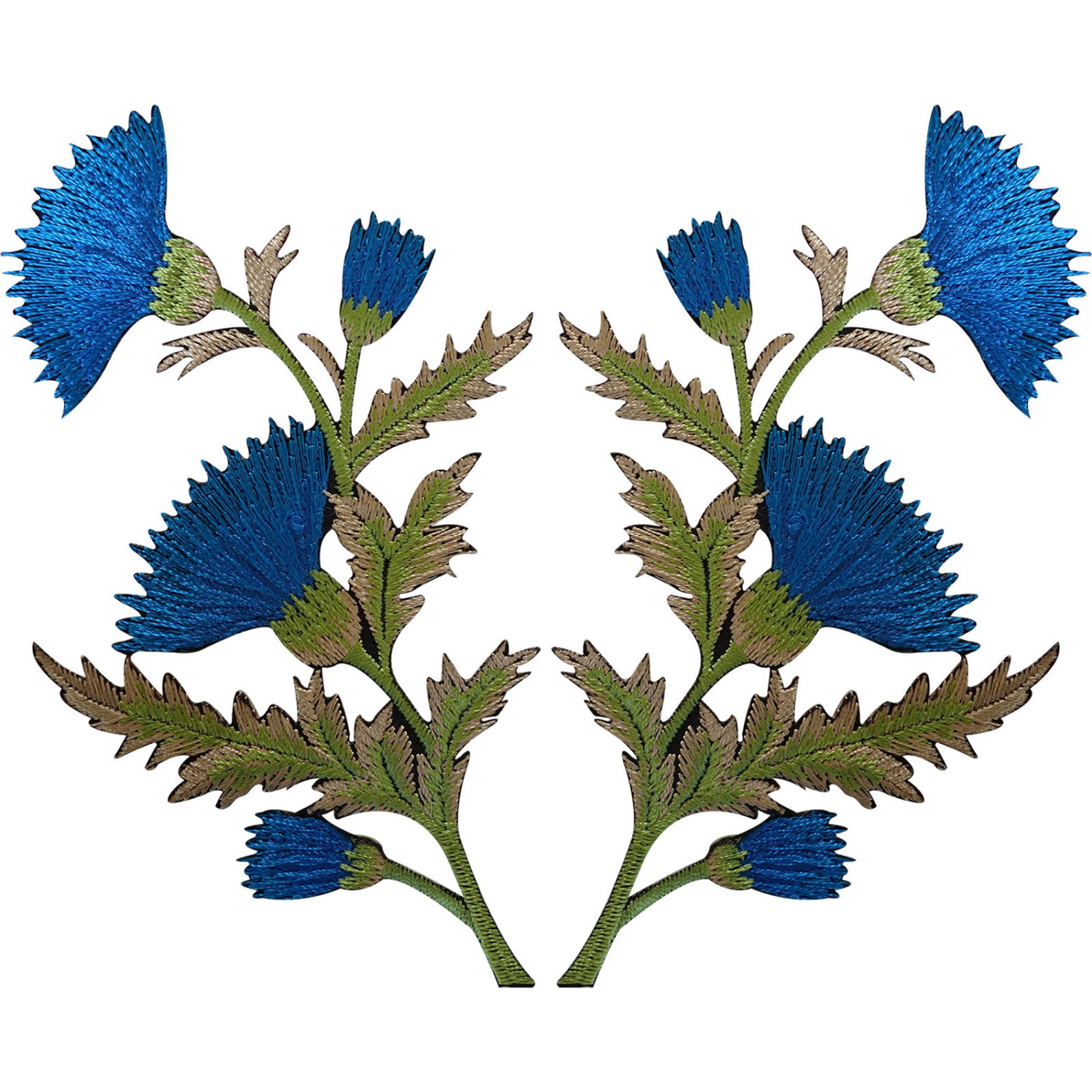 Pair of Blue Thistle Flower Patches Iron Sew on Embroidered | Etsy