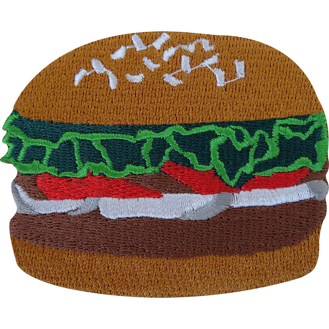 Hamburger Fast Food Embroidered Iron / Sew on Patch Beef Burger ...