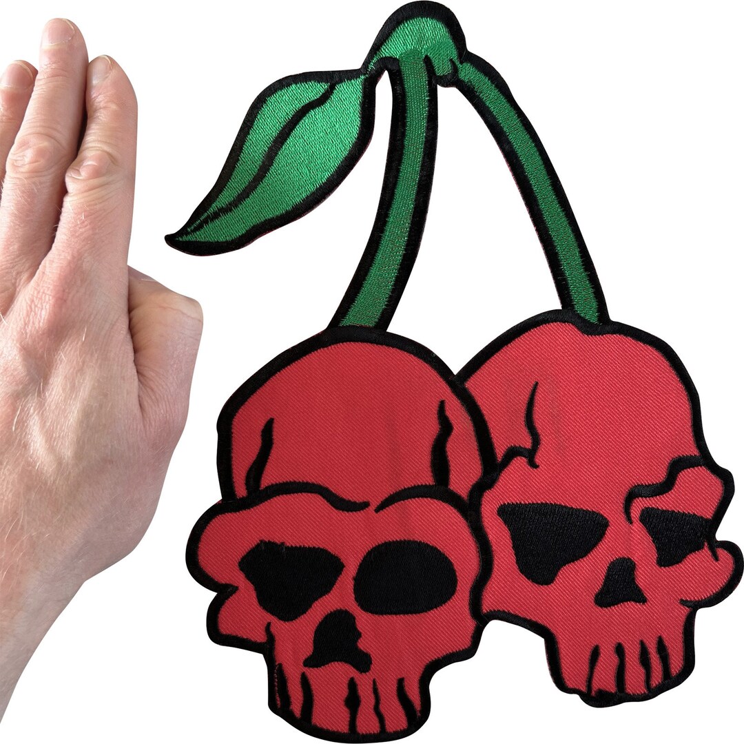 Big Large Cherry Skull Patch Iron Sew on Denim Leather Jacket Embroidered Badge - Etsy