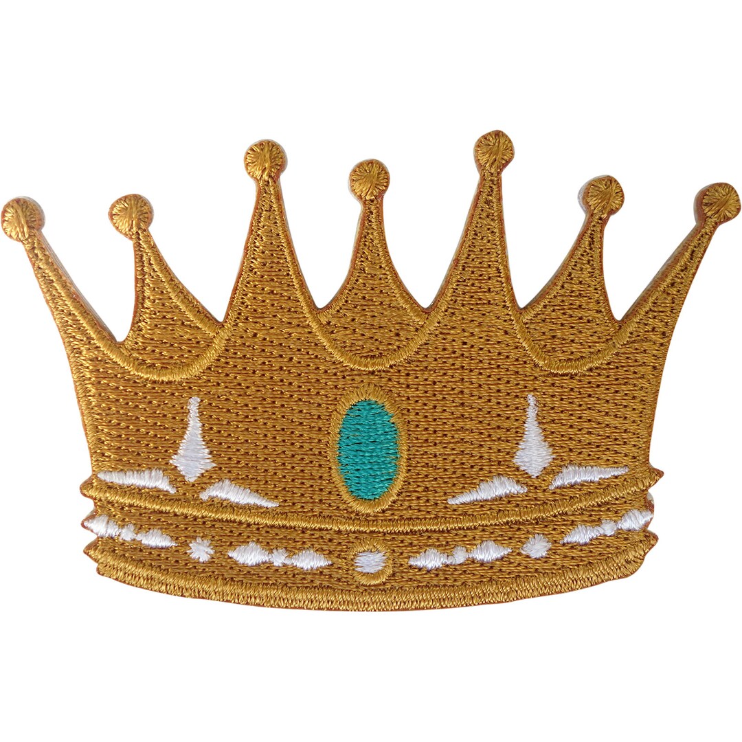 Gold Crown Patch Iron Sew on Clothes Bag Embroidered Badge Embroidery ...