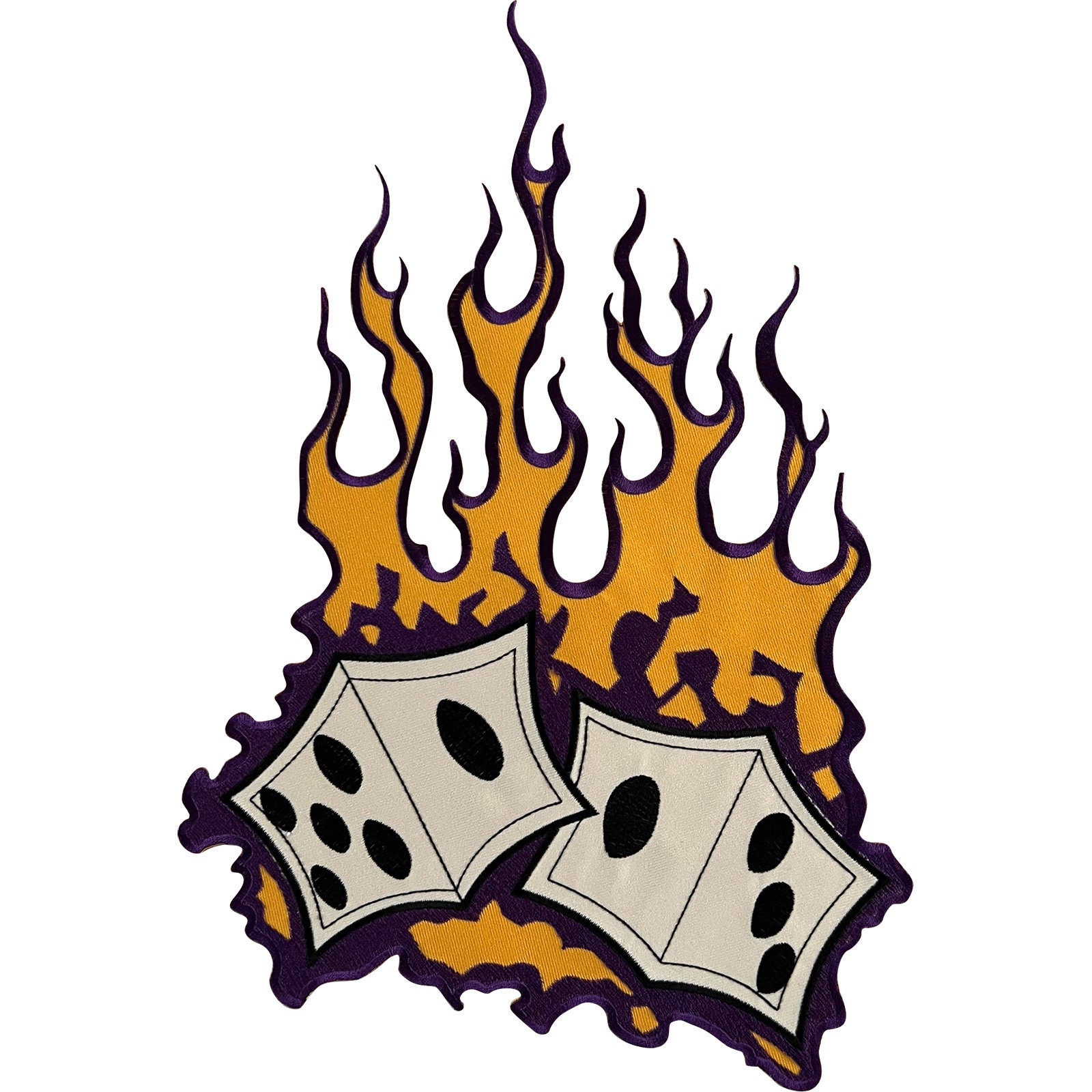 Big Large Fire Dice Patch Iron Sew on Motorbike Jacket Biker ...