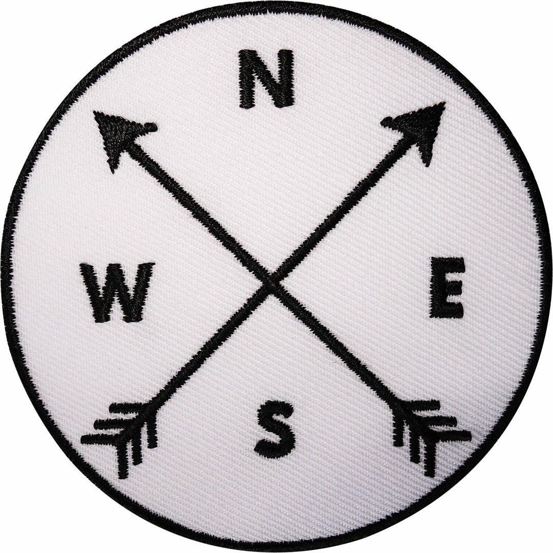 Compass Patch Iron Sew on Clothes Crafts Embroidered Badge Embroidery ...