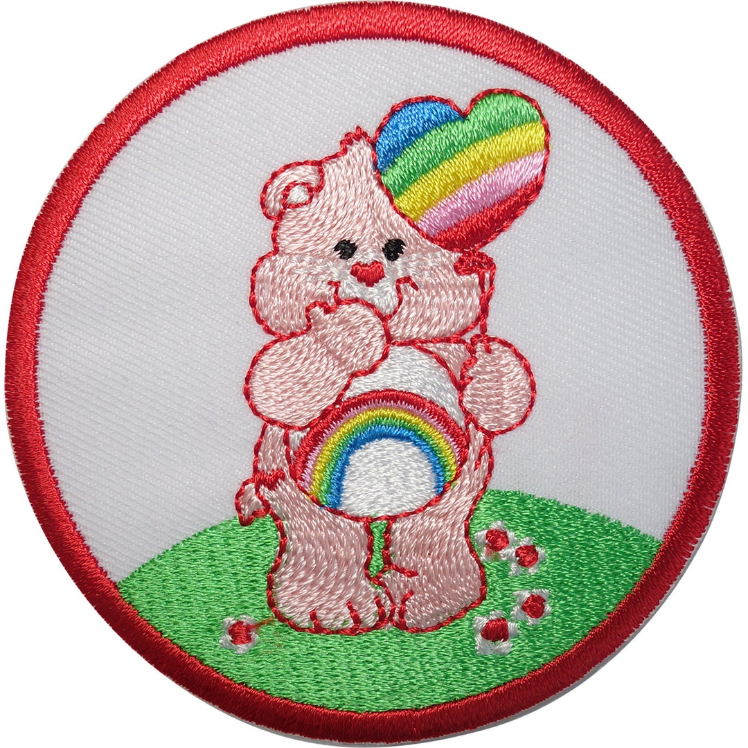 Care Bears Rainbow Pink Cheer Bear Patch Iron on Sew on Heart ...