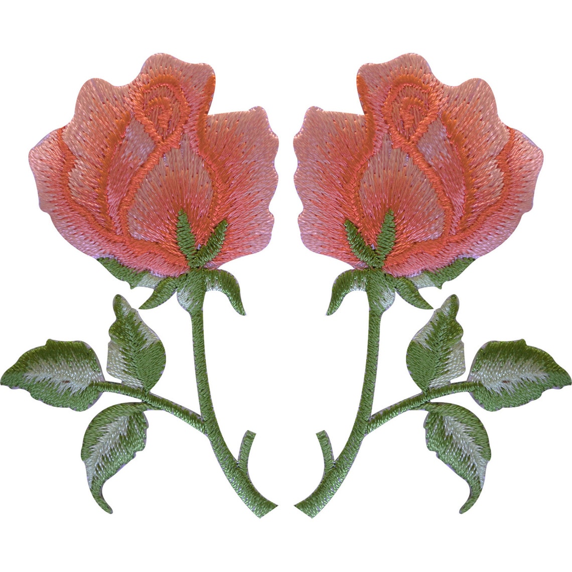 Pair of Peach Pink Rose Patches Iron Sew on Embroidered Roses - Etsy UK