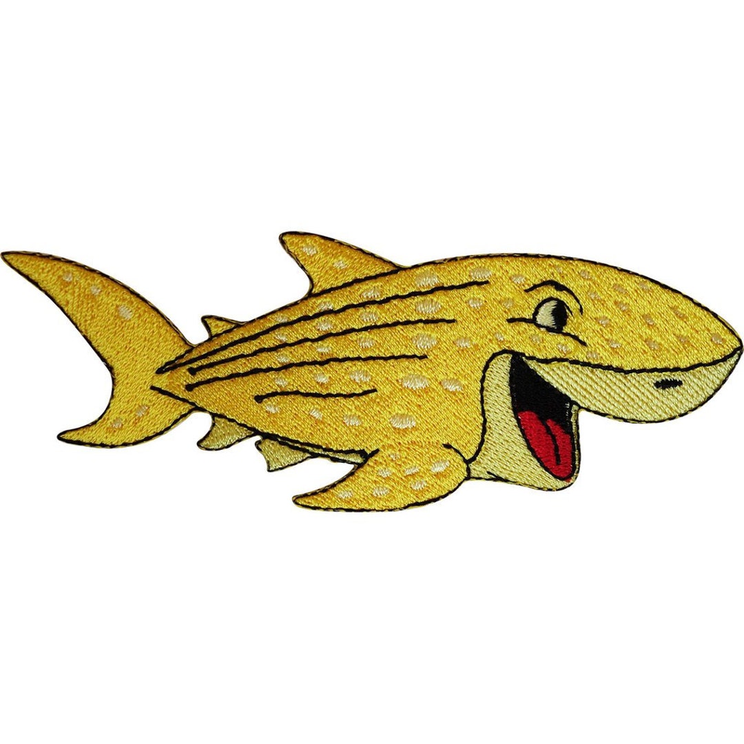 Embroidered Shark Iron on Badge Sew on Patch Embroidery Fish Clothes ...