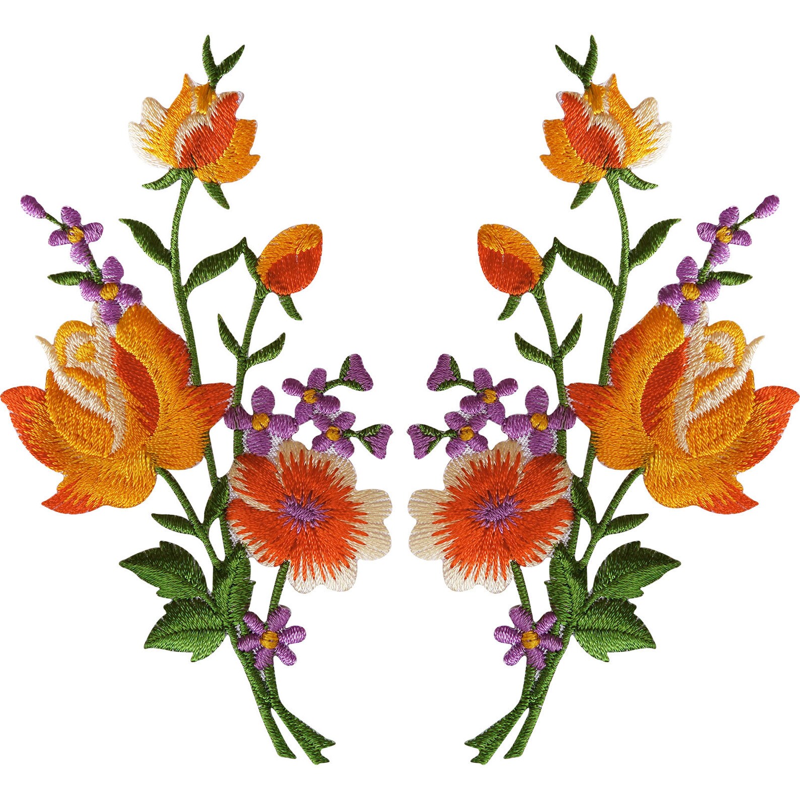 Pair of Rose Flower Embroidered Patches Iron Sew on Embroidery - Etsy