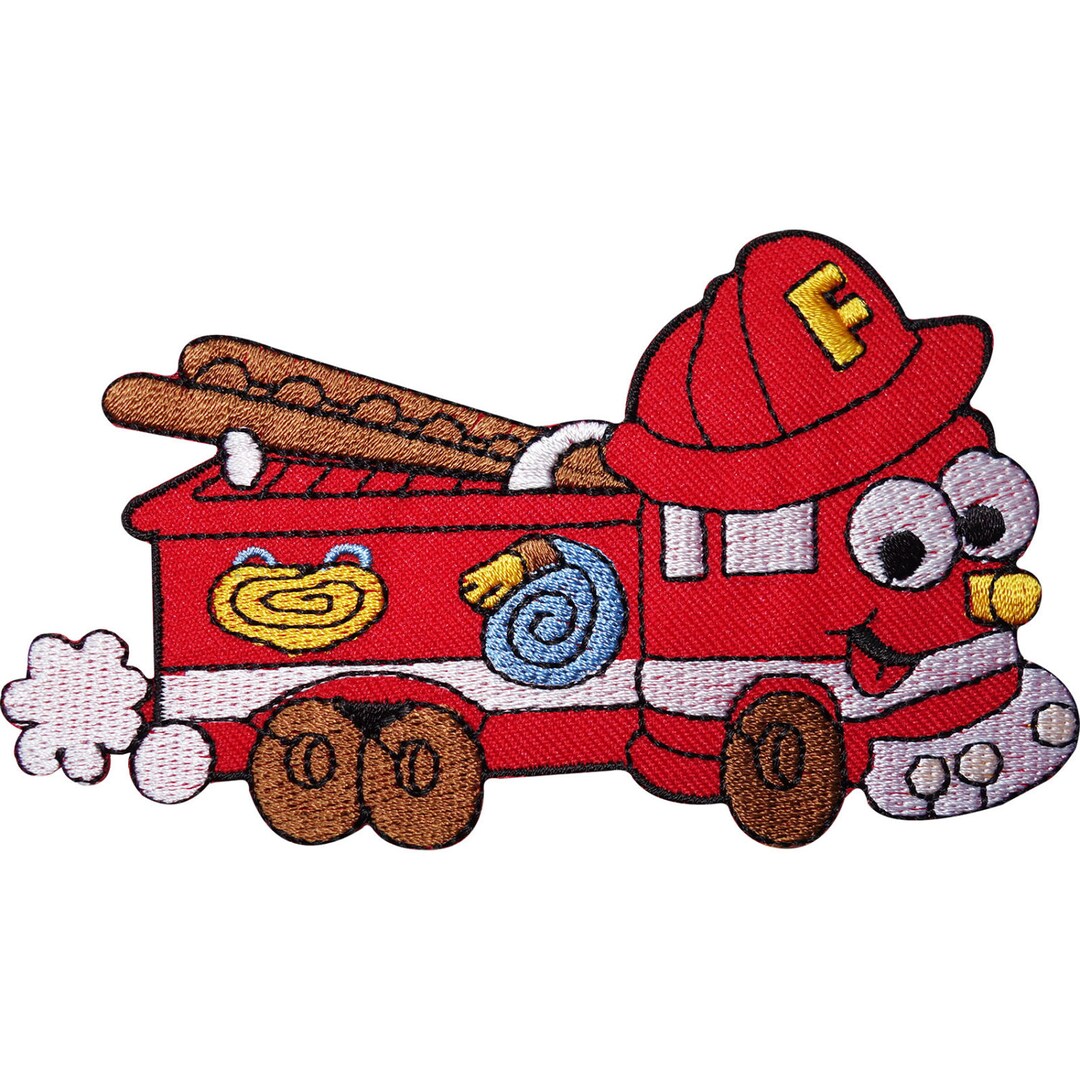 Fire Engine Embroidered Iron / Sew on Patch Kids Crafts T Shirt ...