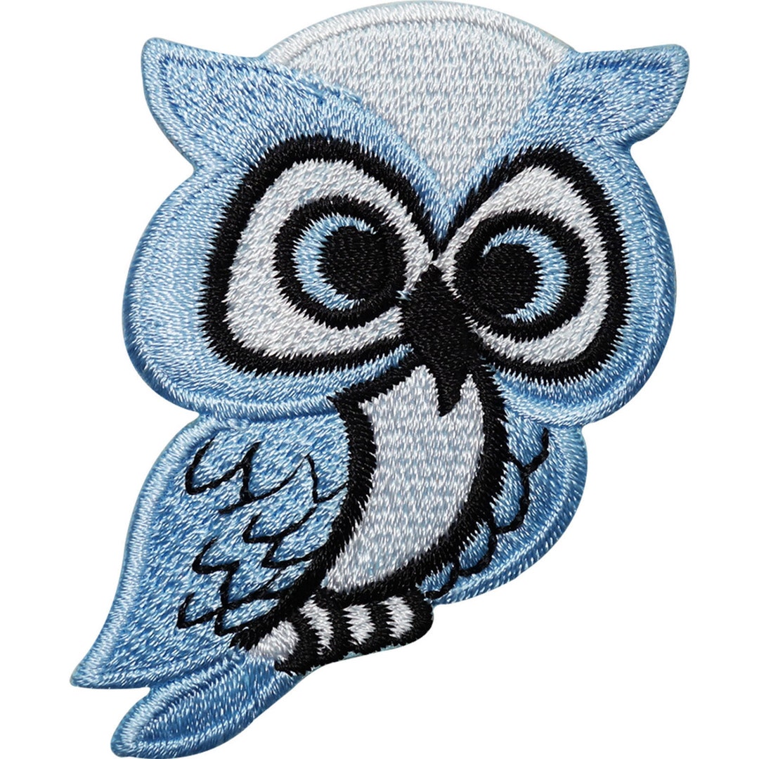 Blue Owl Embroidered Iron / Sew on Patch Bag Jacket T Shirt Jeans Badge ...