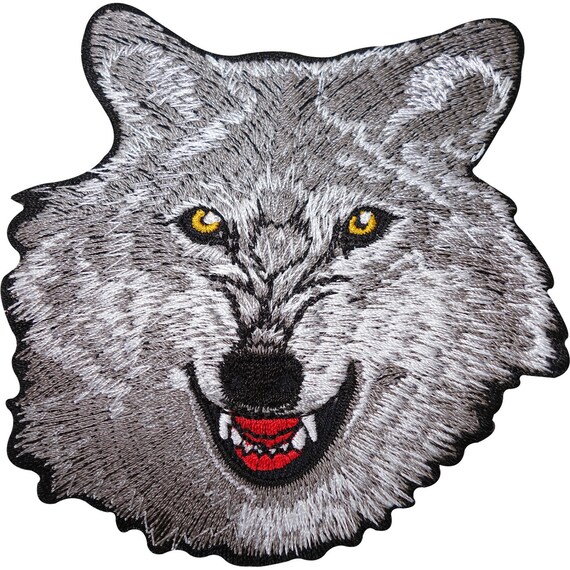 Grey Wolf Head Embroidered Iron Sew on Patch Clothes T Shirt - Etsy