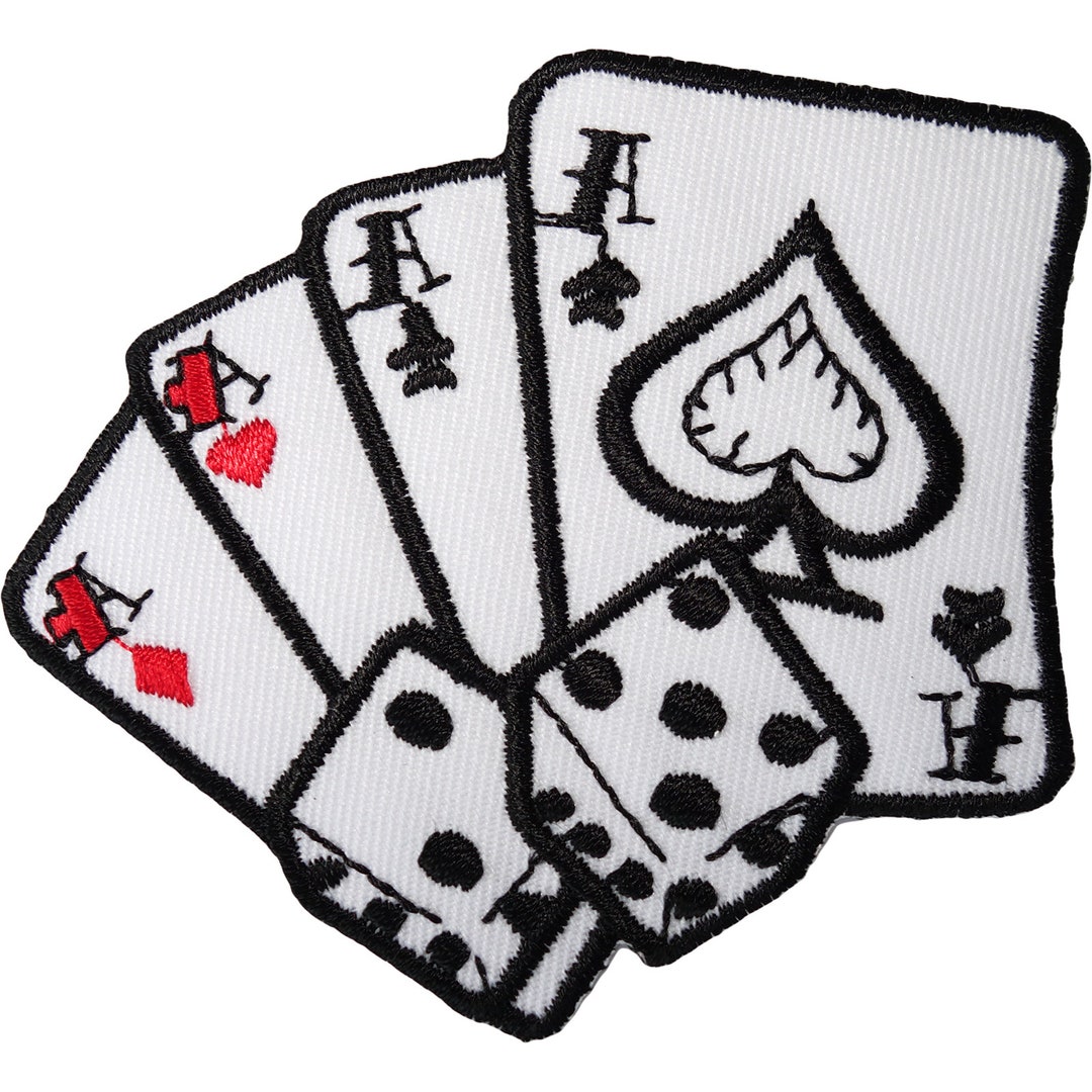 Playing Cards Dice Iron on Patch Sew Embroidered Badge Poker Casino Ace ...