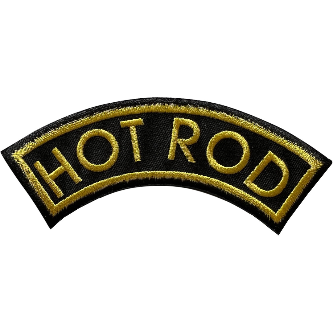 HOT ROD Patch Iron Sew on Clothes Bag Hat Denim Fabric Embroidery Badge ...