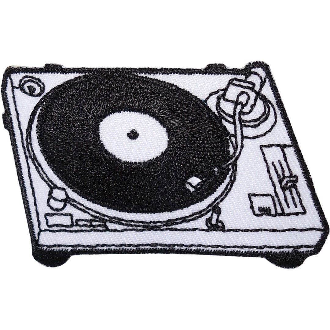 DJ Deck Turntable Embroidered Iron Sew on Patch Record Player Bag ...