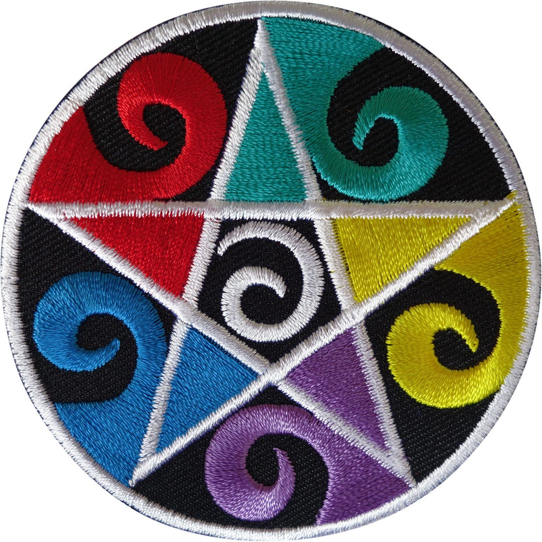 Pentagram Patch Iron Sew on Clothes Star Embroidered Badge Embroidery ...