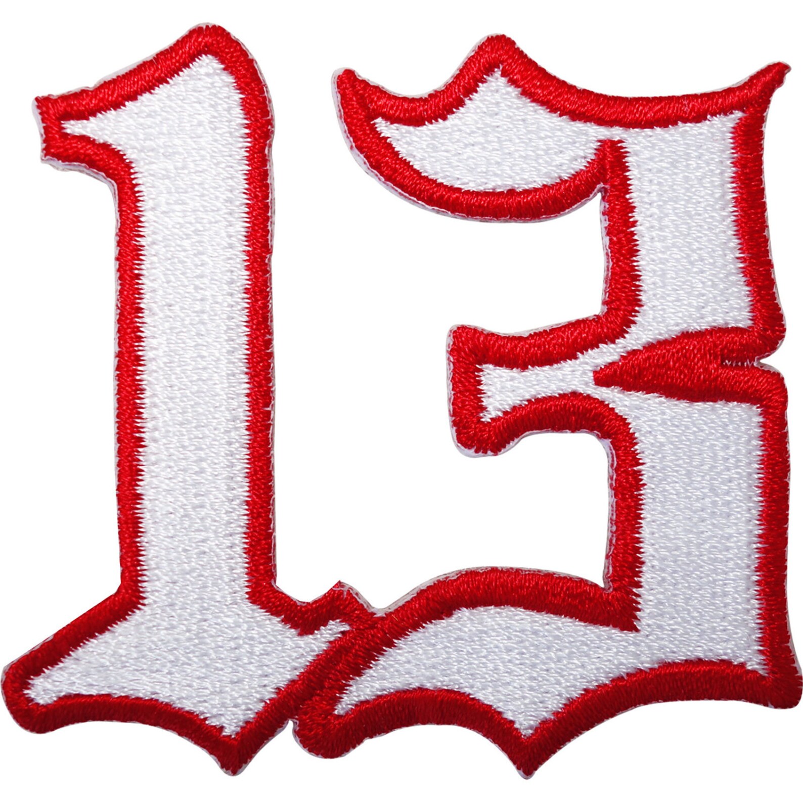 Number 13 Embroidered Iron Sew on Patch White Red Thirteen - Etsy