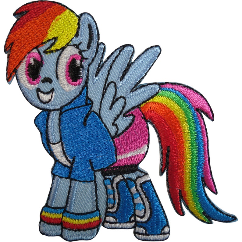 My Little Pony Rainbow Dash Patch Embroidered Badge Iron Sew on T Shirt ...