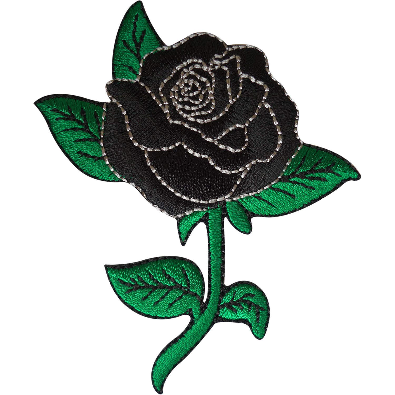 Black Rose Patch Embroidered Flower Badge Iron Sew on Clothes Jacket ...