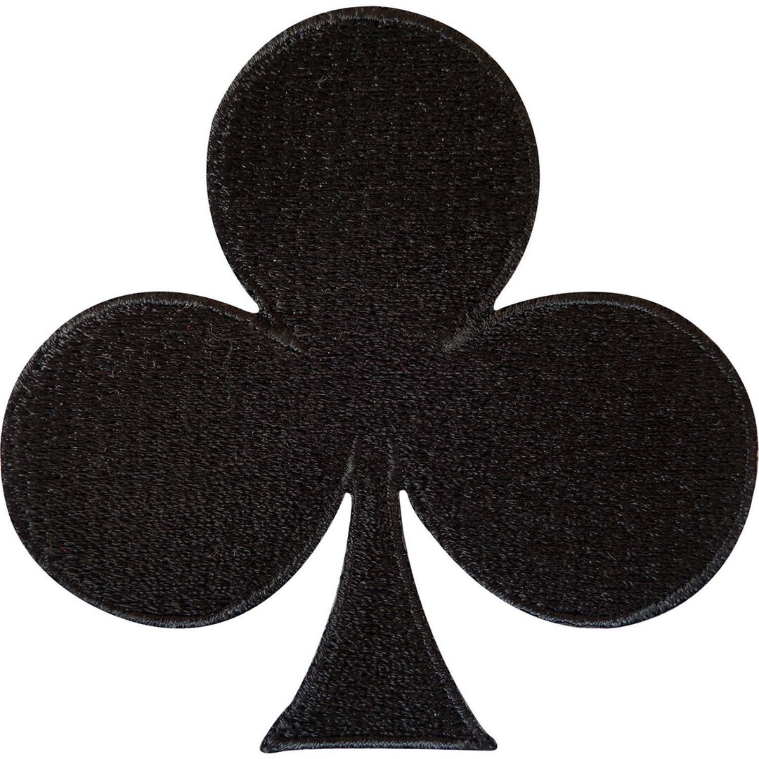 Sew Iron on Black Club Patch Embroidered Badge Casino Playing Cards ...