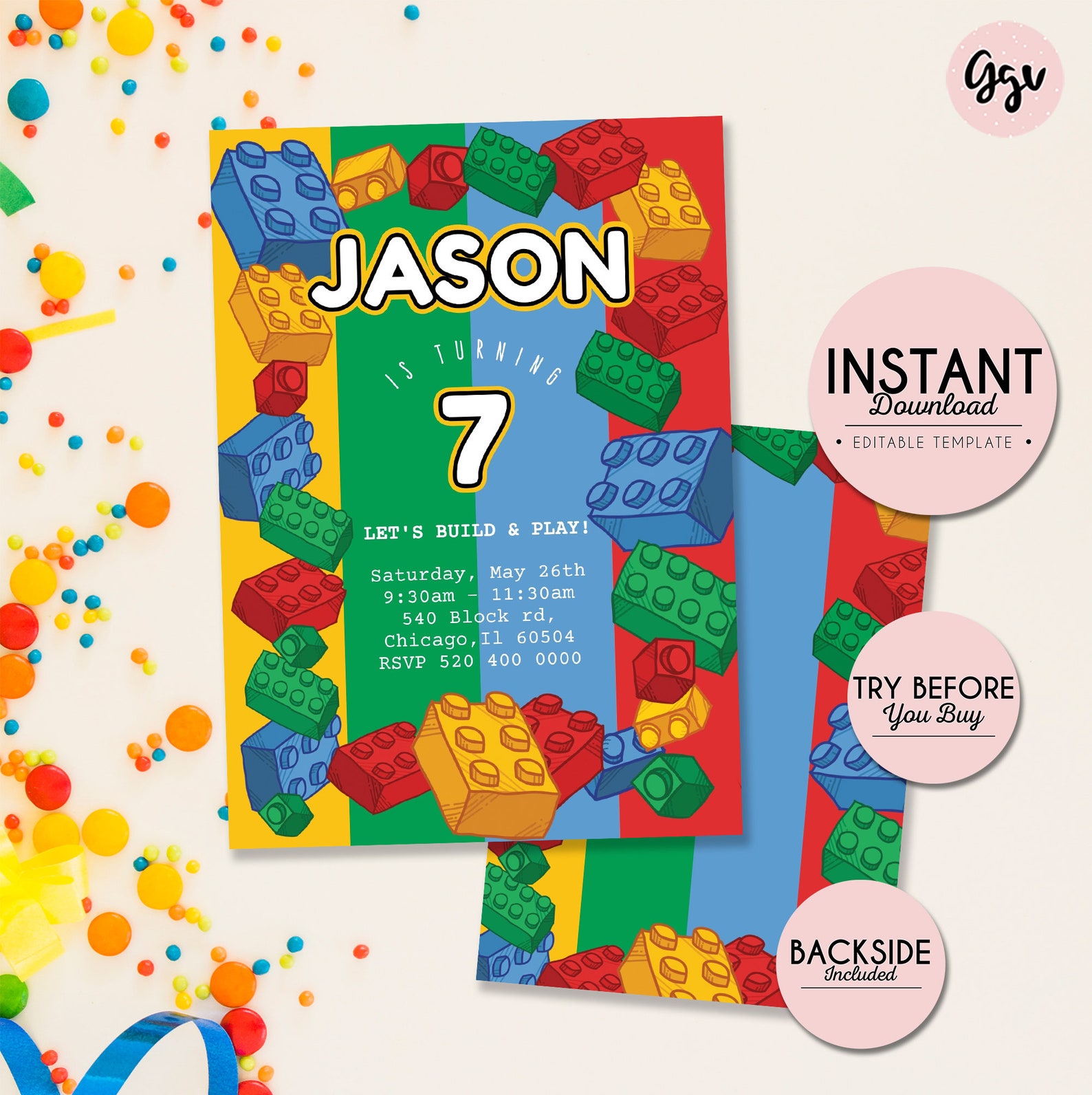 Building Blocks Invitation Building Blocks Party Editable - Etsy