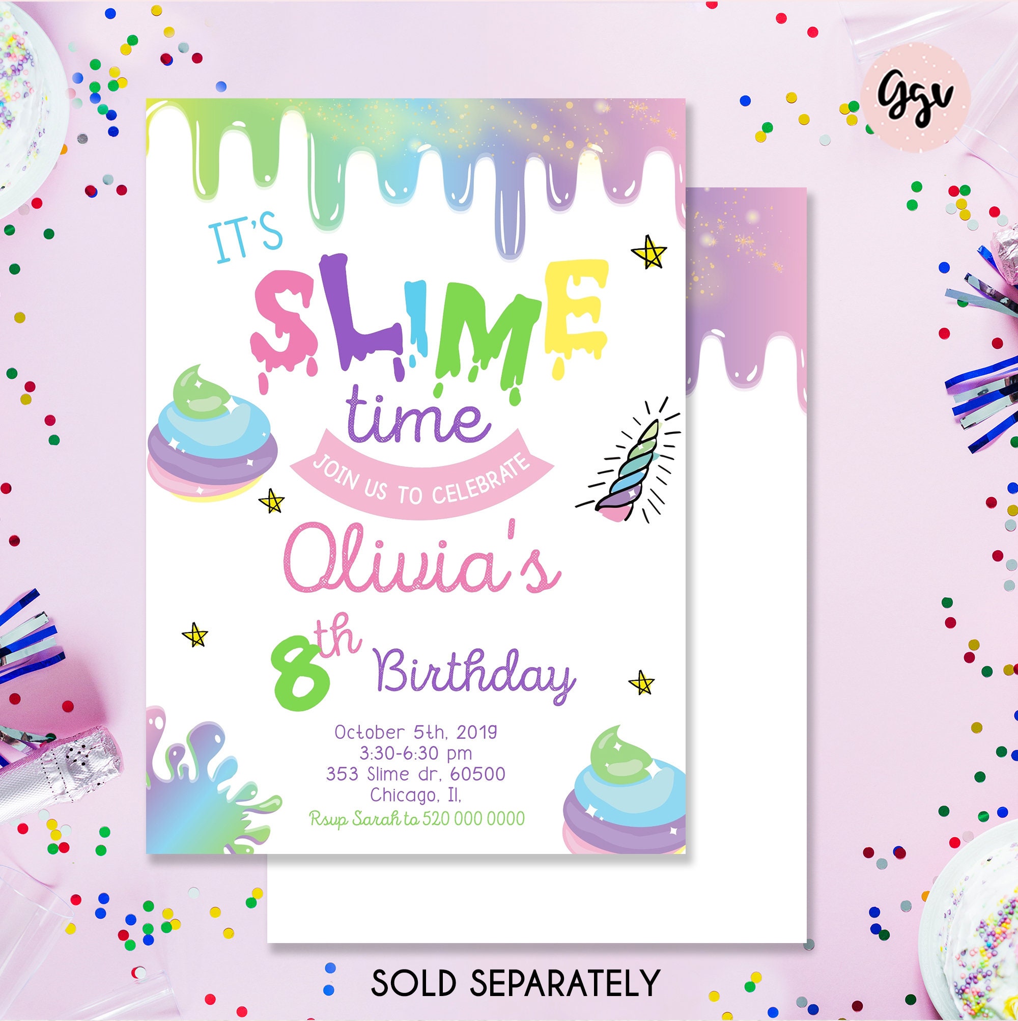 Unicorn Slime Favor Tags: Printable Slime Party (digital File) SL01 - Etsy