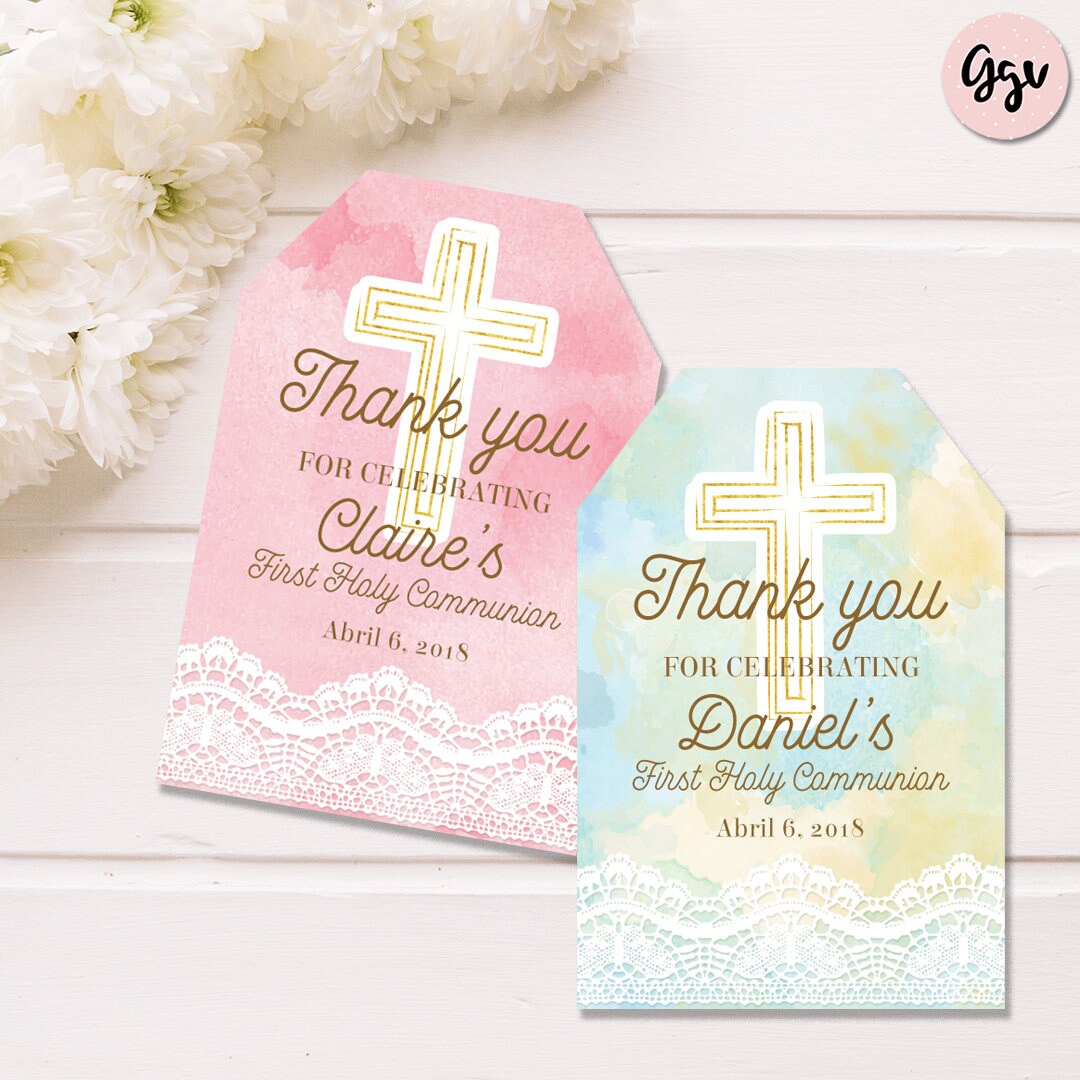 FIRST HOLY COMMUNION Favor Tags, Thank You Tags, Communion Sticker ...