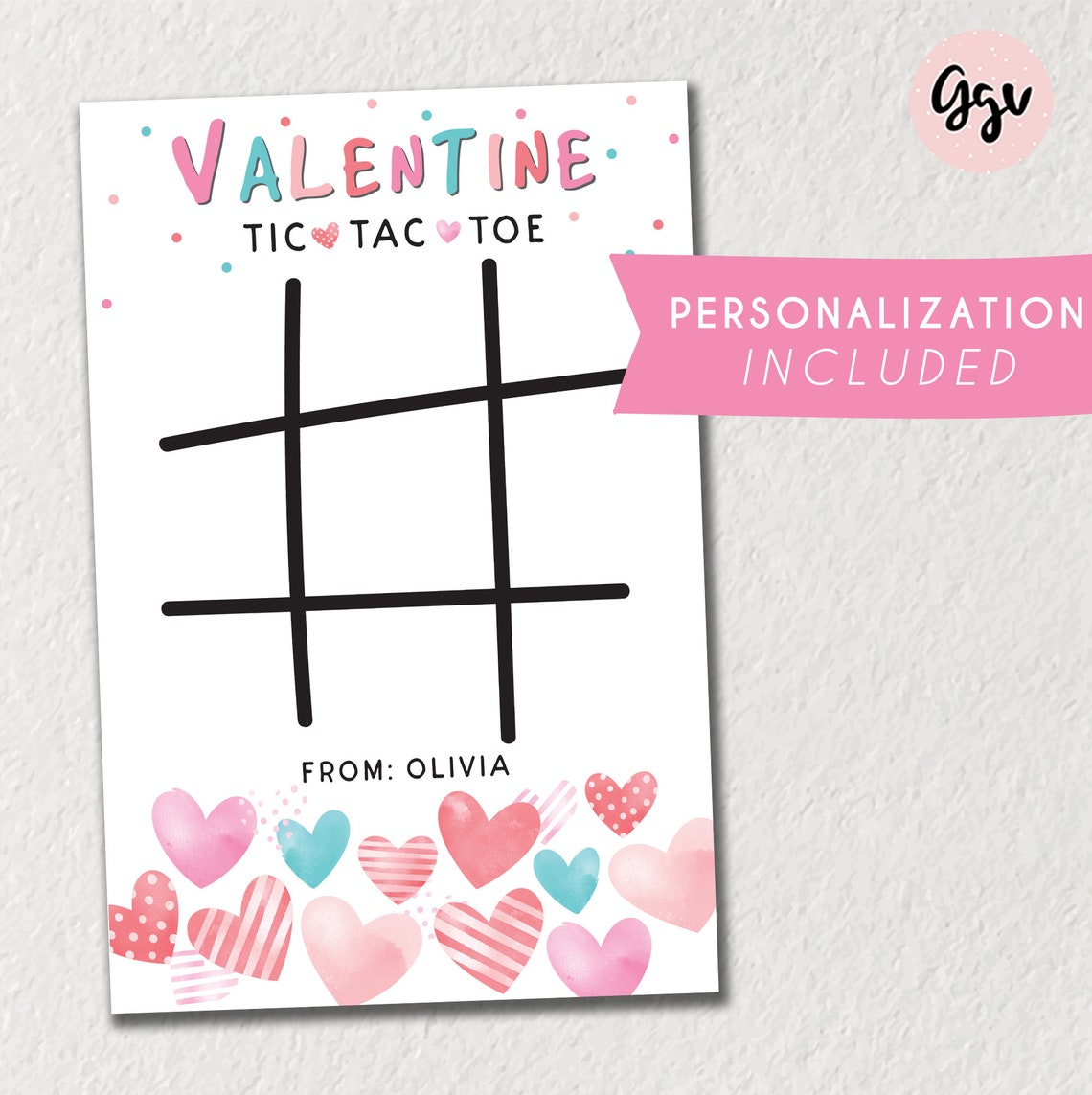 Valentine's Day Tic Tac Toe Game Printable Tic Tac Toe - Etsy