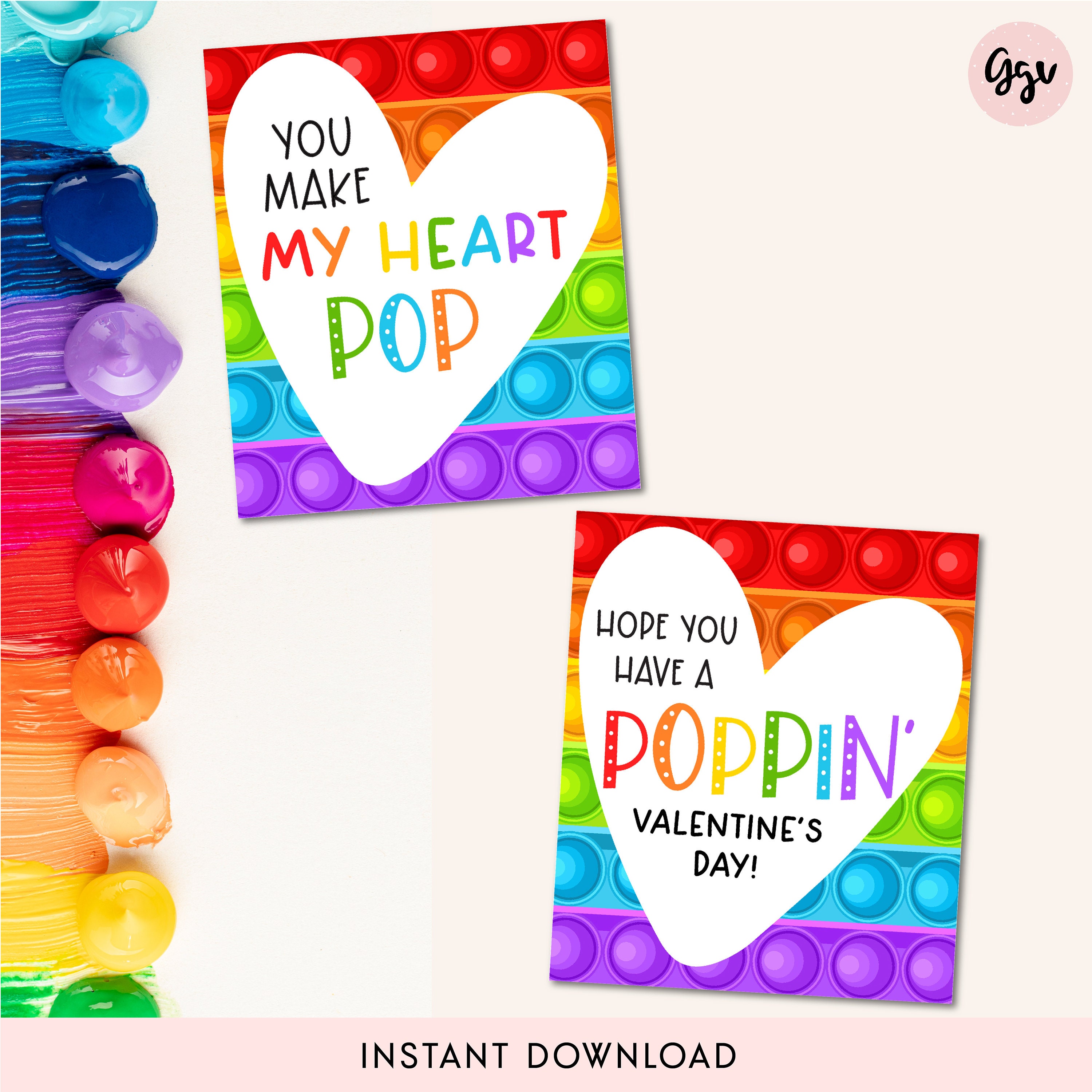 POP IT VALENTINE'S Day Printable Tag Poppin' - Etsy