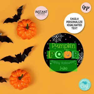 Pumpkin Poop Printable Tag, Halloween Gift Tag, Editable Pumpkin Tag ...