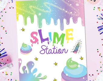 Slime Birthday Party Printable Slime Station Sign YOU Print Pastel ...