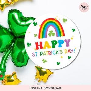 Happy St. Patricks Day Instant Download Tags, St. Patricks Rainbow ...