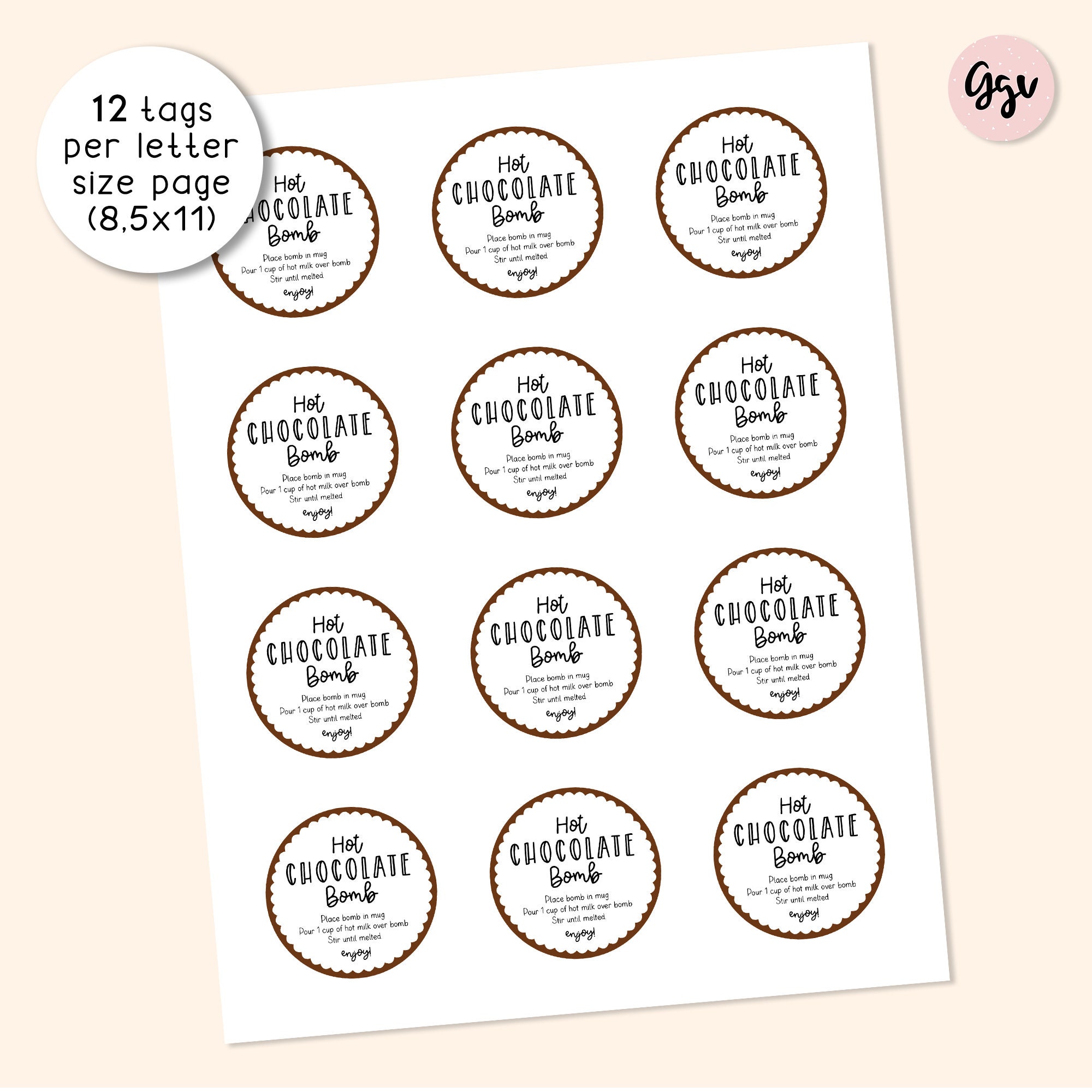 Hot Chocolate Bomb Tag Printable Bomb Tag Hot Cocoa Bomb - Etsy