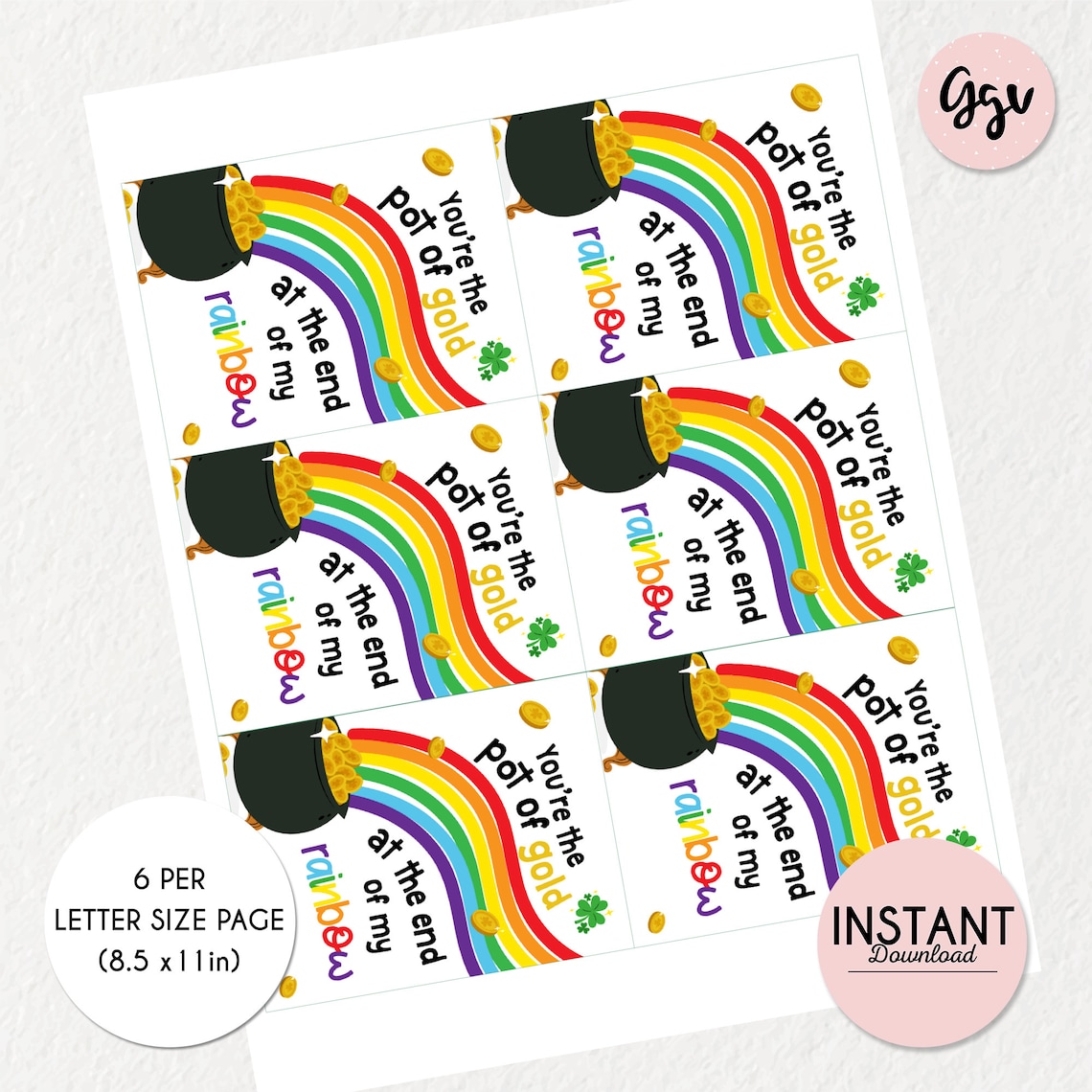 You're the Pot of Gold at the End of My Rainbow Printable - Etsy