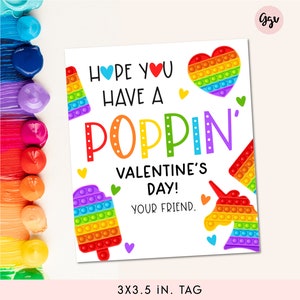 Printable POP IT VALENTINE'S Day Tag, Poppin' Valentine Tag, Fidget Toy ...