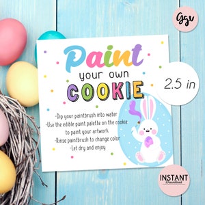 Printable Paint Your Own Easter Cookie Tag, Pyo Easter Cookie Labels ...