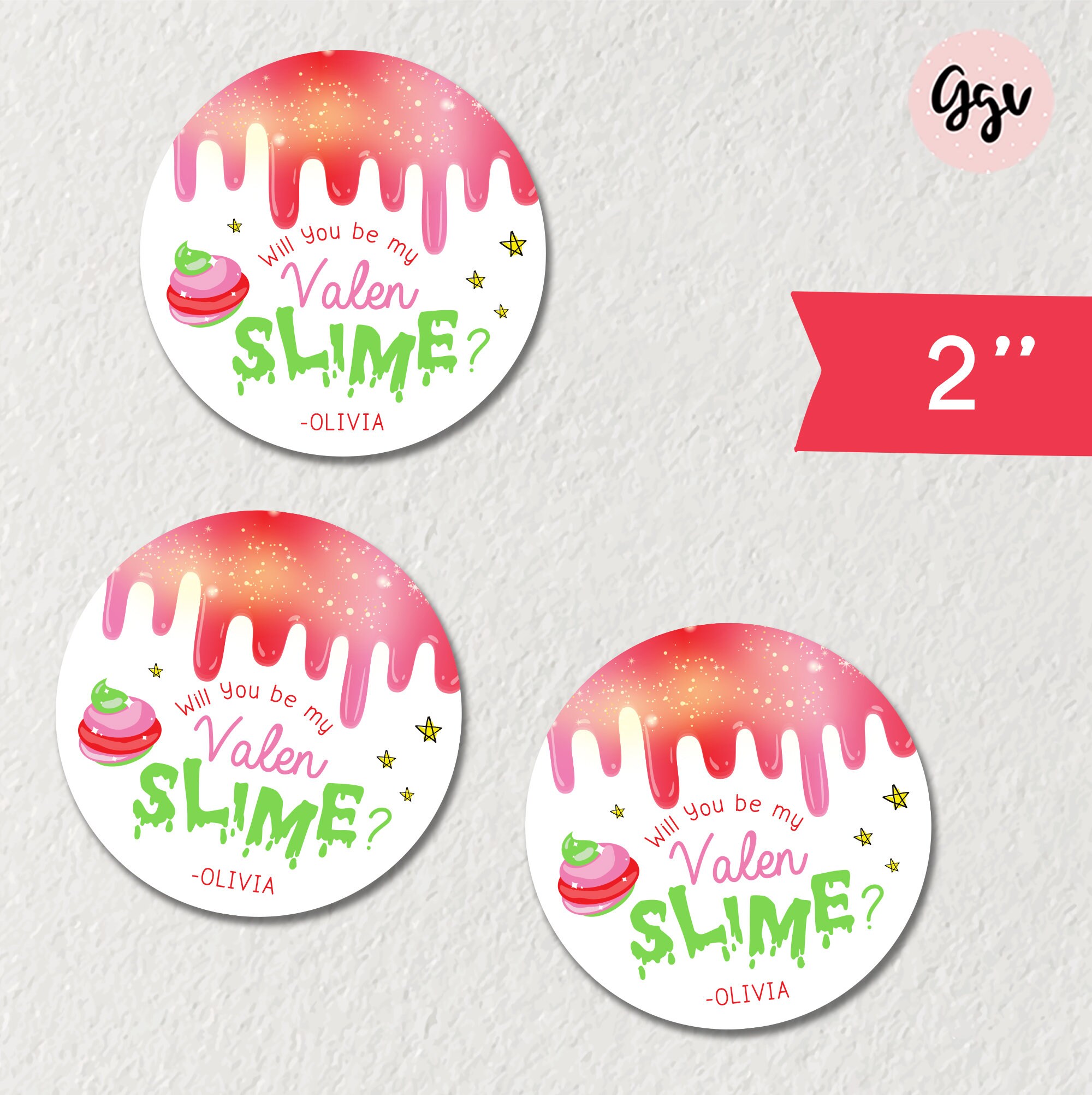Valentine's Day Slime Tags Valen-slime Day Stickers - Etsy