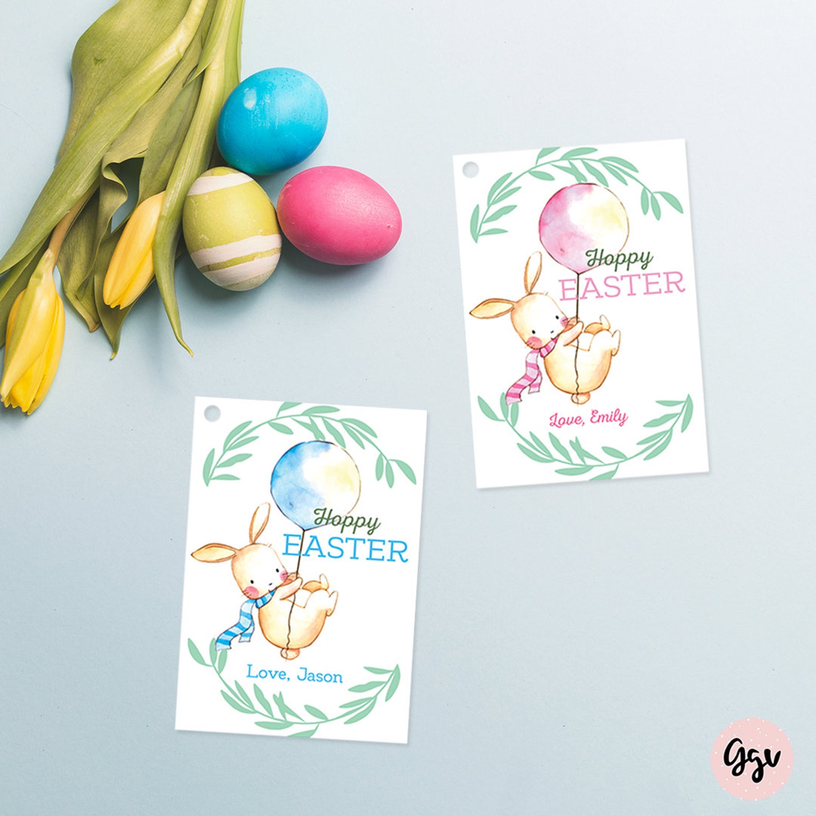 Hoppy Easter Bunny Tags Personalized Easter Tags Printable - Etsy