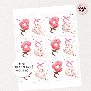Donut Valentine's Day Printable Tags, Heart Shaped Donuts Tags, Donut ...