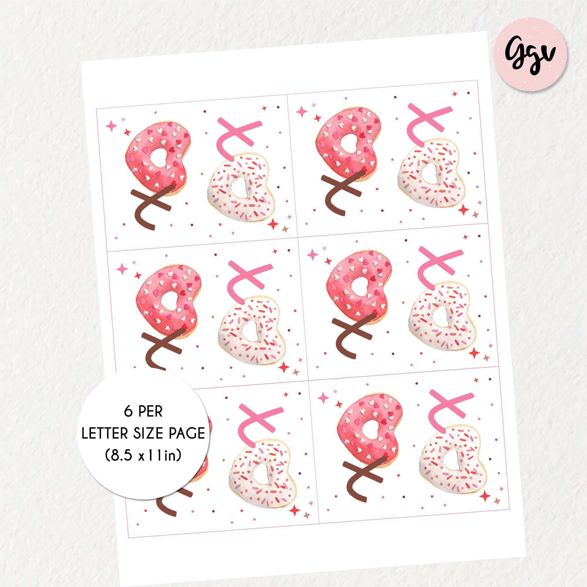 Donut Valentine's Day Printable Tags Heart Shaped Donuts | Etsy