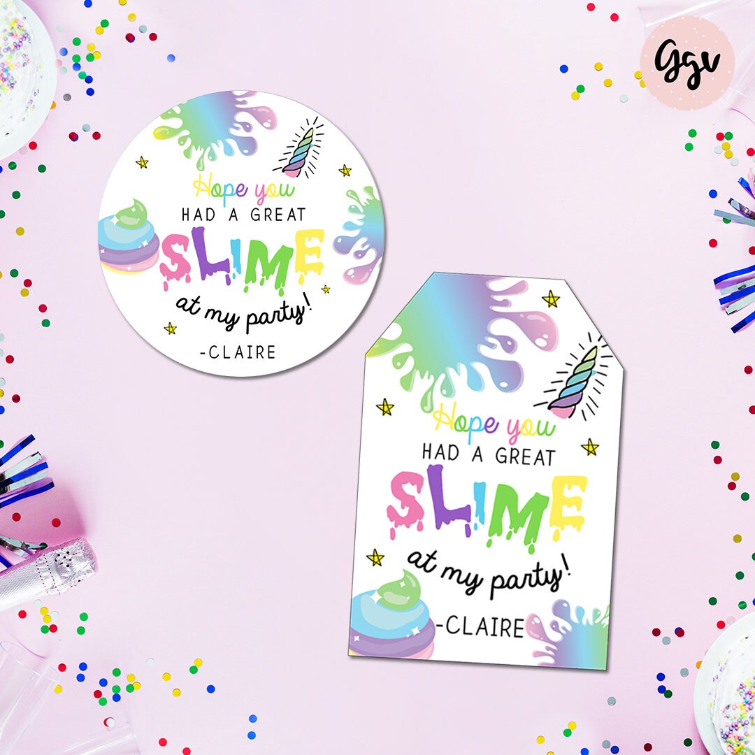 Unicorn Slime Favor Tags, Printable Unicorn Slime Party, Slime Tags ...