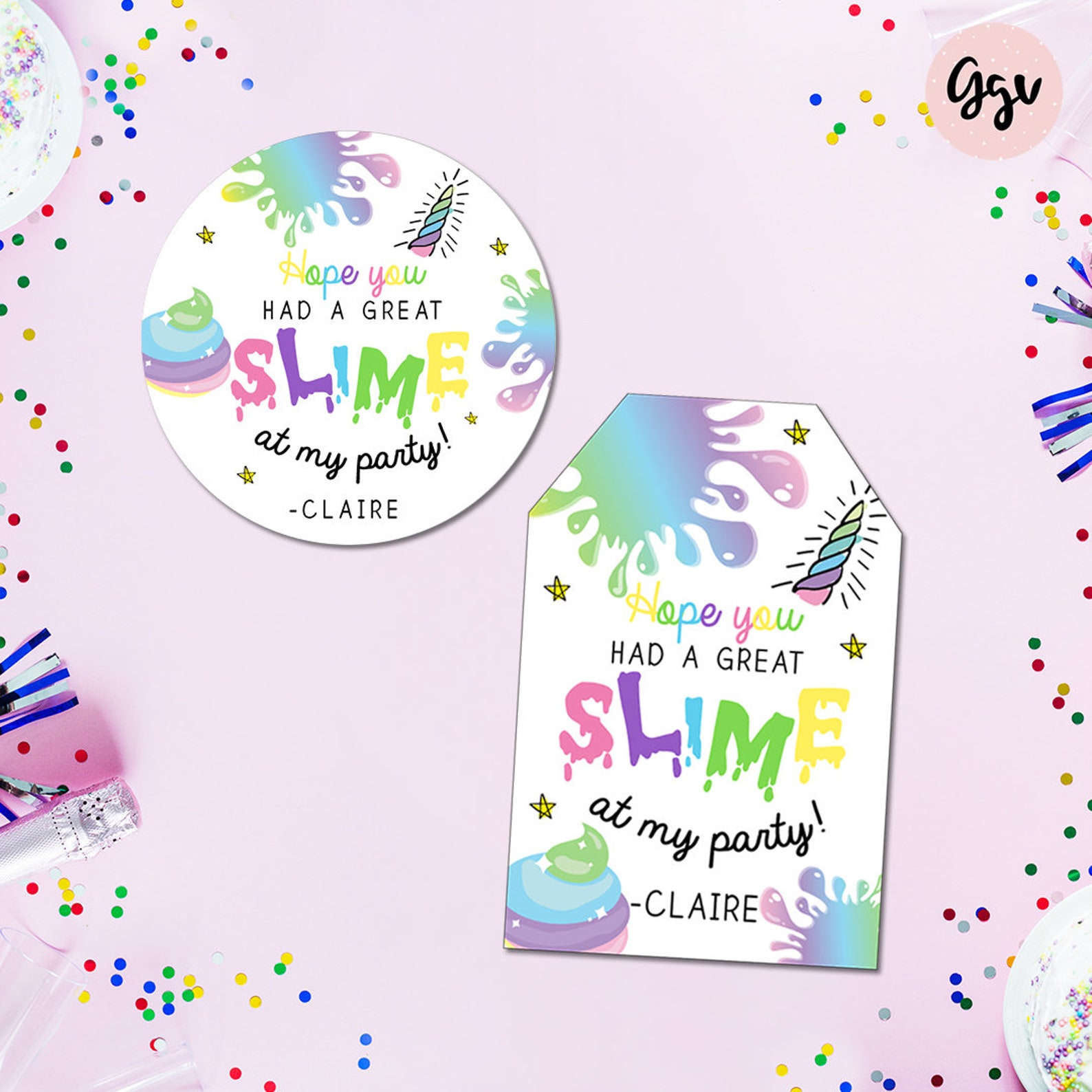 Unicorn Slime Favor Tags Printable Unicorn Slime Party Slime - Etsy