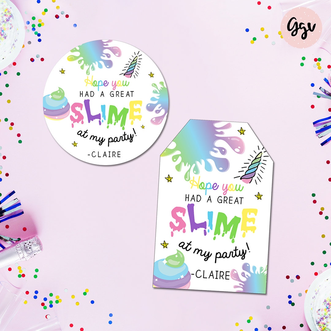 Unicorn Slime Favor Tags Printable unicorn slime party slime | Etsy