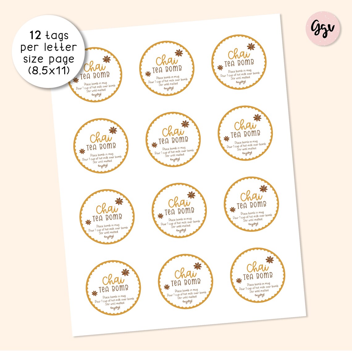 CHAI TEA Bomb Tag Christmas Printable Bomb Tag Chai Tea Bomb - Etsy