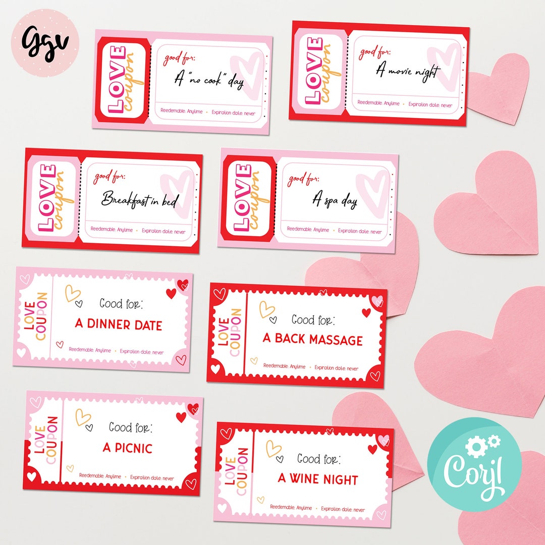 Valentine's Day Love Coupons Editable Love Coupons - Etsy