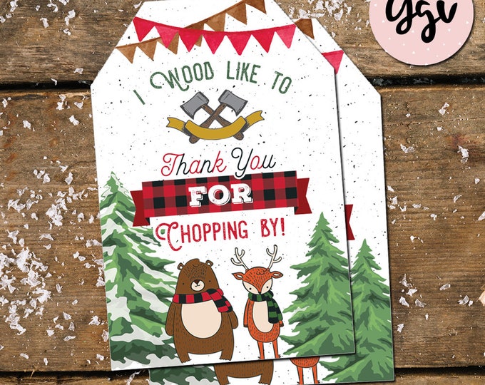 Wild One Favor Tags Bear Thank You Tags-red Plaid Party Lumberjack ...