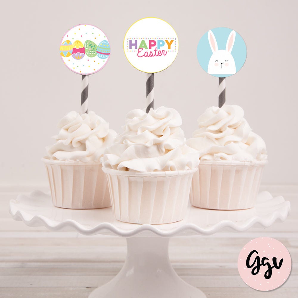 EASTER CUPCAKE TOPPERS Easter Party Easter Decorations | Etsy