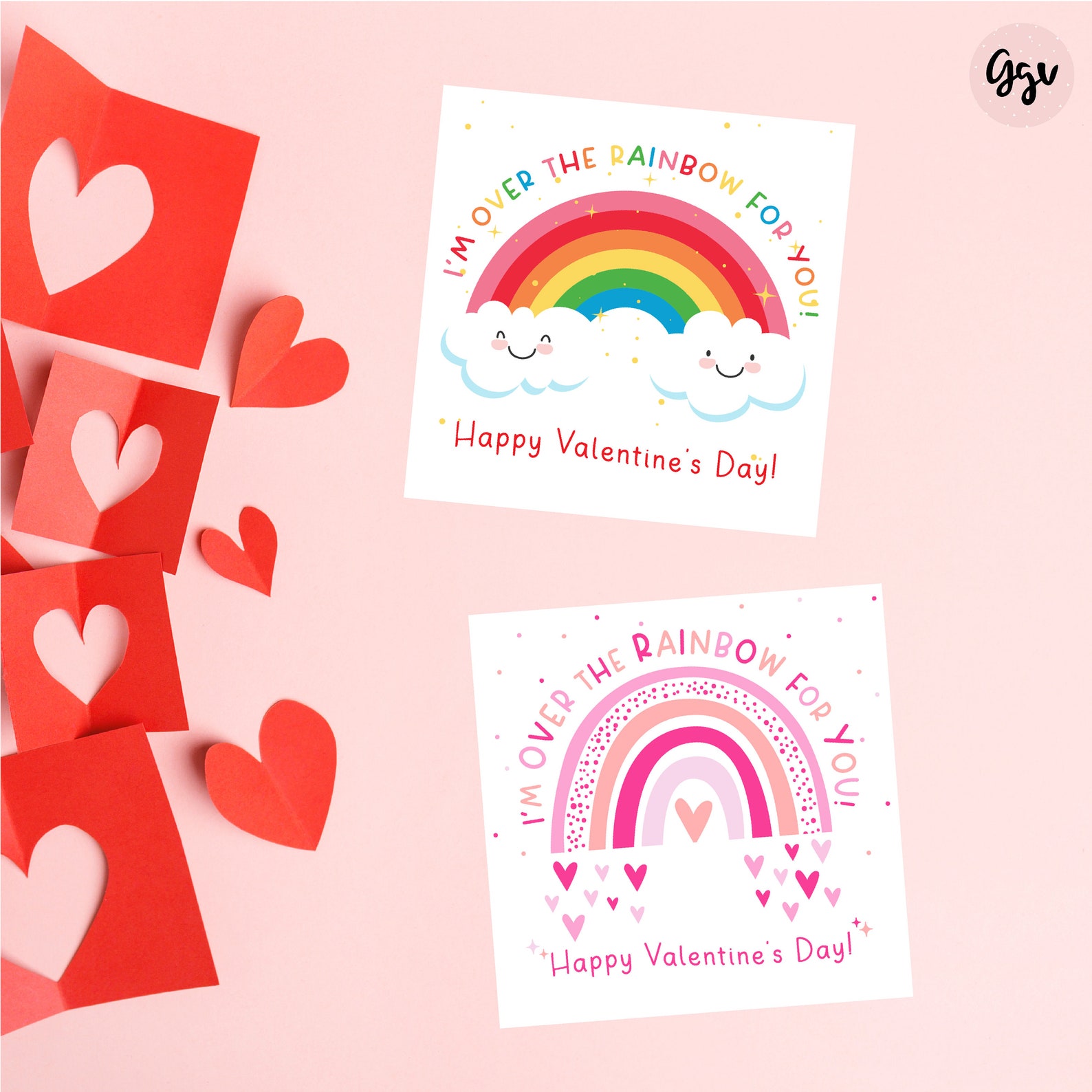 Printable Rainbow Valentine's Day Tags I'm Over the | Etsy