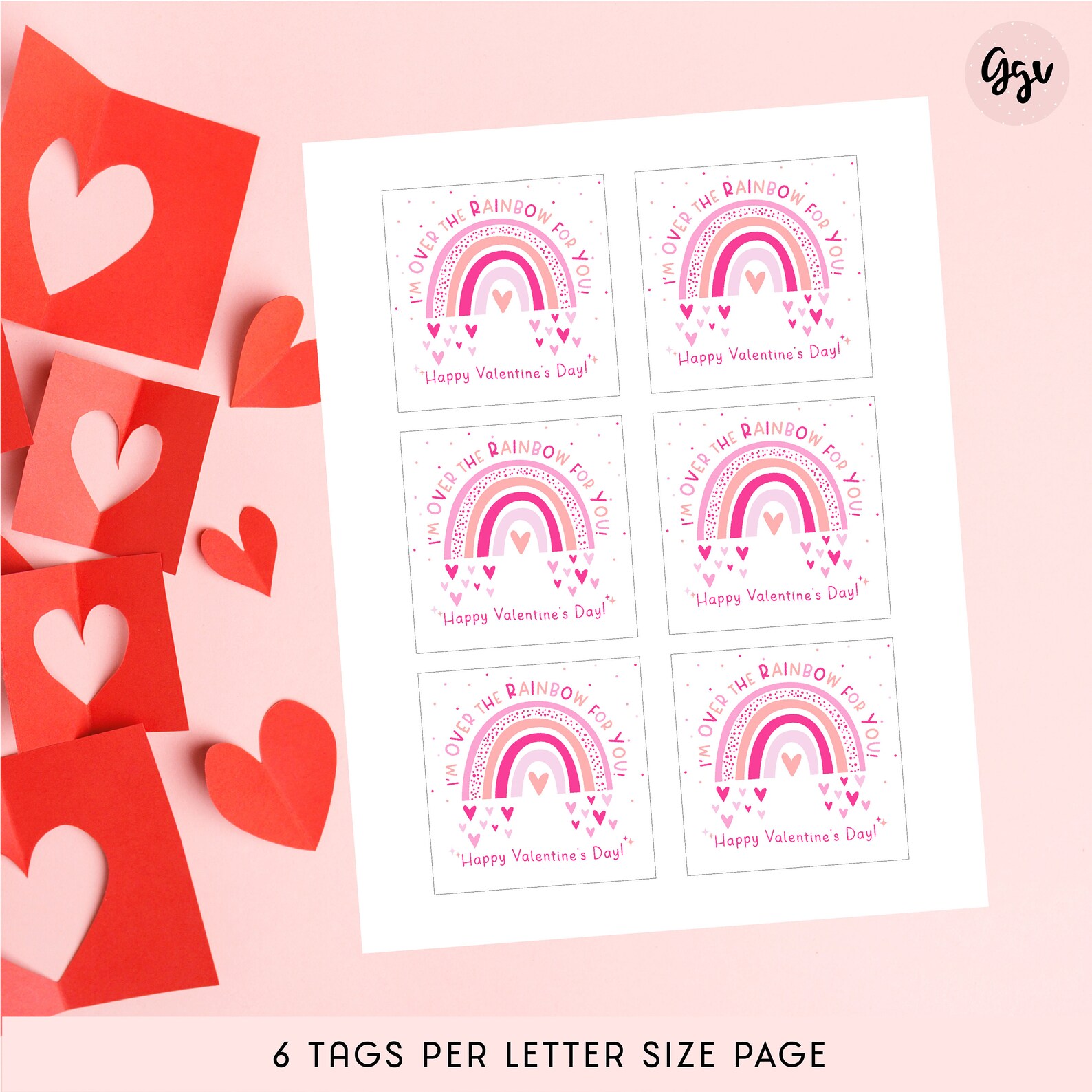 Printable Rainbow Valentine's Day Tags I'm Over the | Etsy