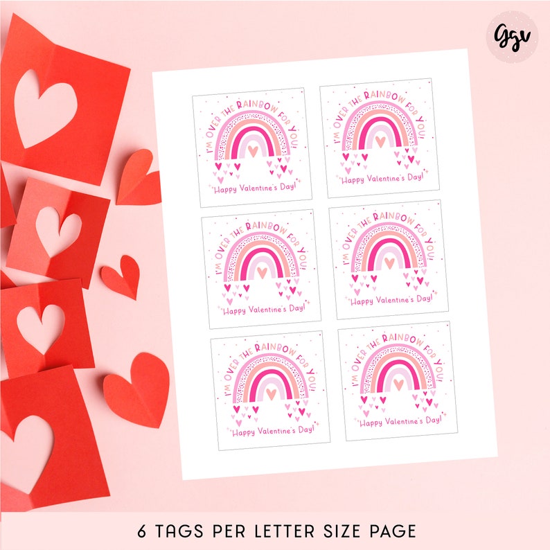 Rainbow Valentine's Day Tags: Printable Kids Valentines (digital ...