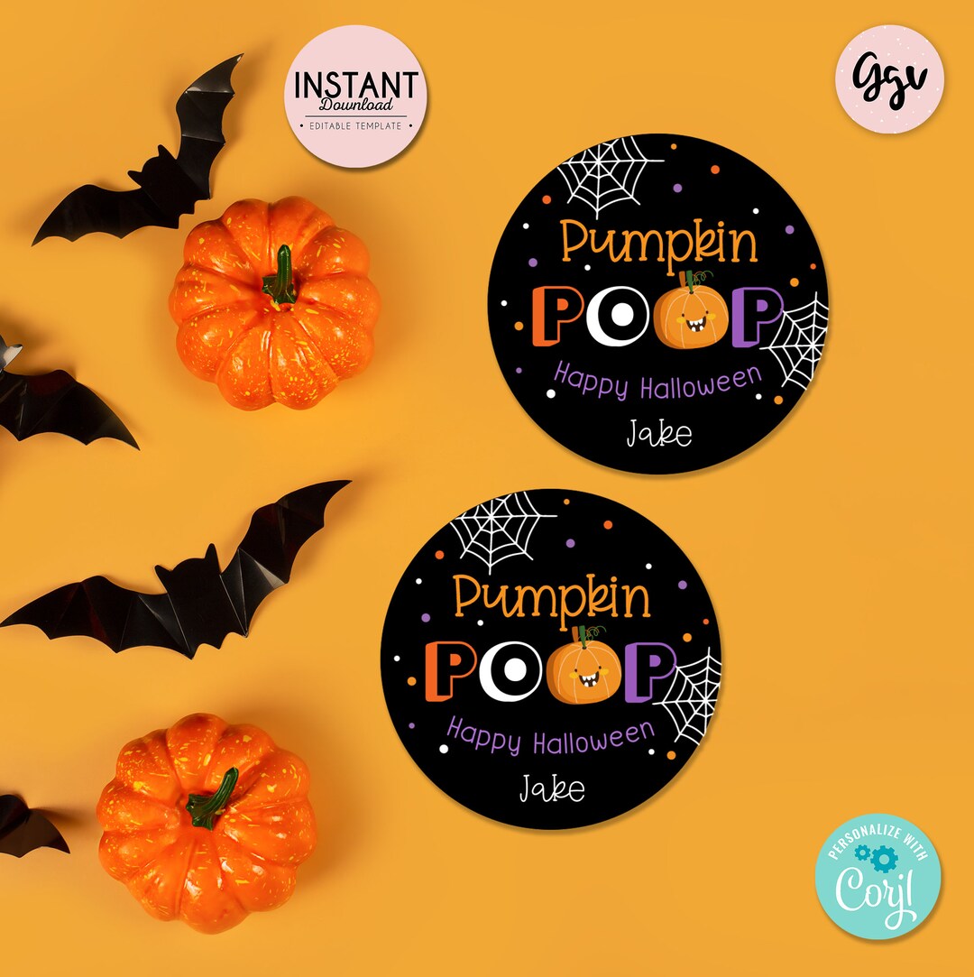 Pumpkin Poop Printable Tag, Halloween Gift Tag, Editable Pumpkin Tag ...