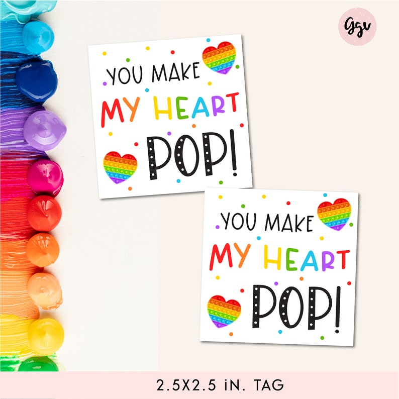 POP IT Valentine's Day Tag Pop It Printable Favor Tag - Etsy